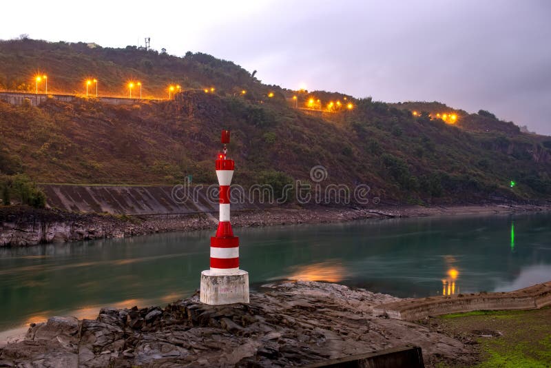 The Beacon is by the Jinsha River Stock Image - Image of lighthouse ...