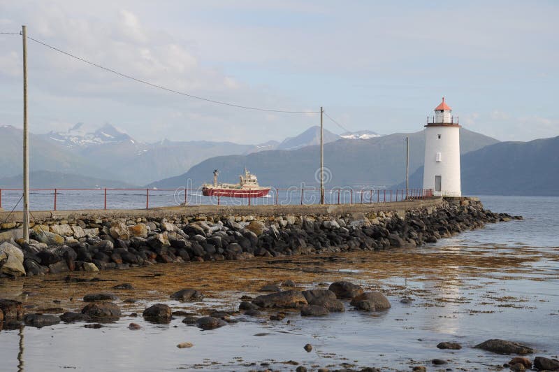 BEACON with SHIP stock image. Image of beacon, port, seacoast - 86659501