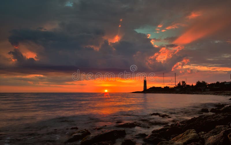 Beacon on a sunset stock image. Image of nautical, beacon - 56896839