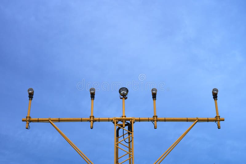 Beacons and Approach Lights on an Airport Runway Stock Image - Image of ...