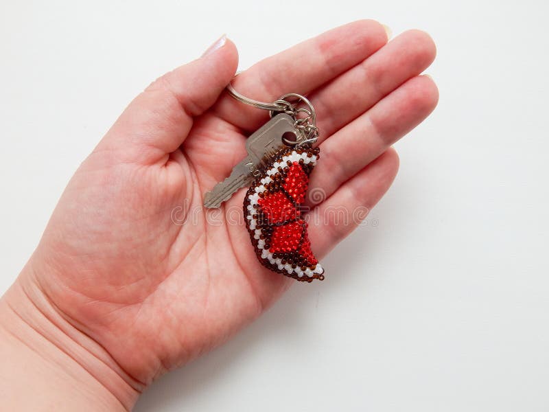 Bead Colorful Key Chain in Hand Stock Image - Image of jewelry, decor ...