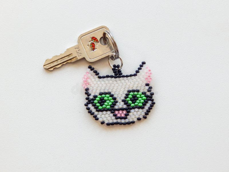 Bead Colorful Key Chain on a White Stock Photo - Image of precious ...