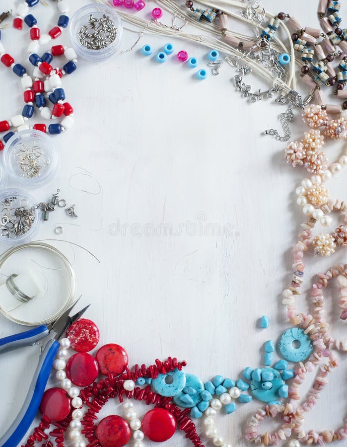 Bead Making Accessories Background Stock Image - Image of copy, wooden ...