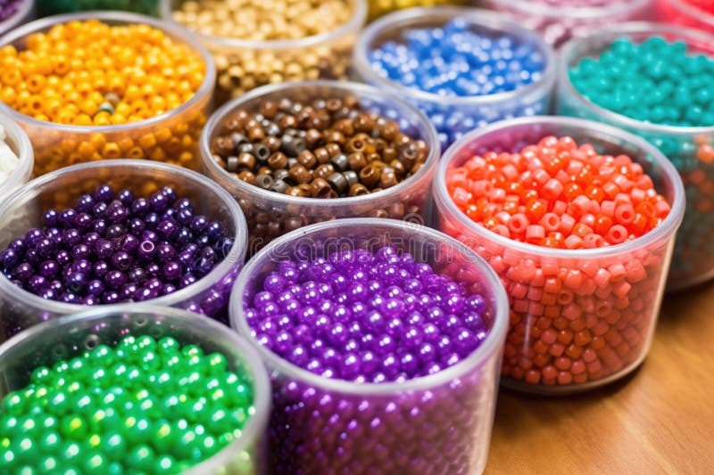 Bead Selection Process with Multiple Colors and Sizes on the Table ...