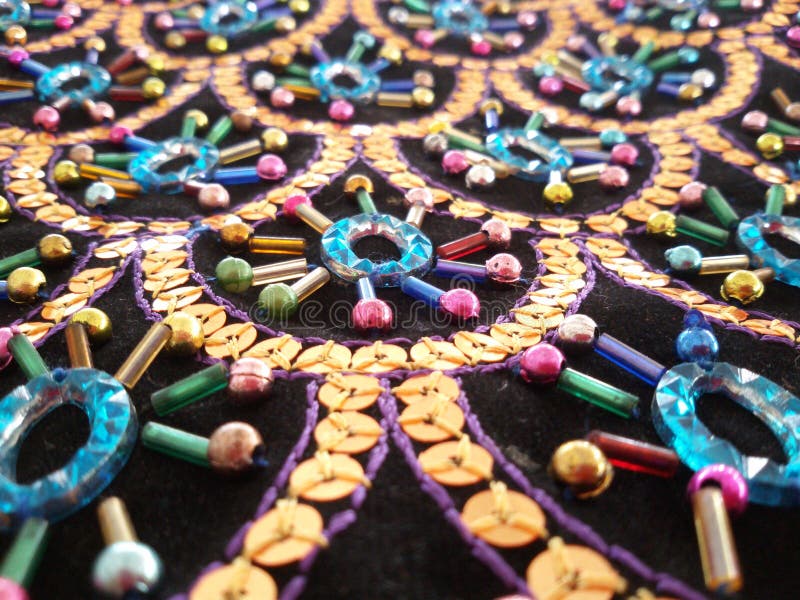 Bead Sequin Pattern Fabric Design Stock Image - Image of needlework ...