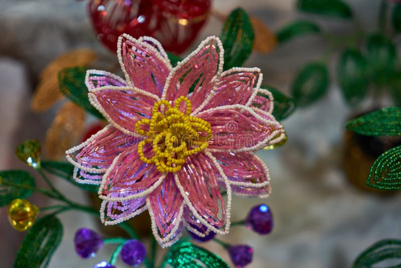 Beaded flower. stock image. Image of garden, craft, beautiful - 199136059
