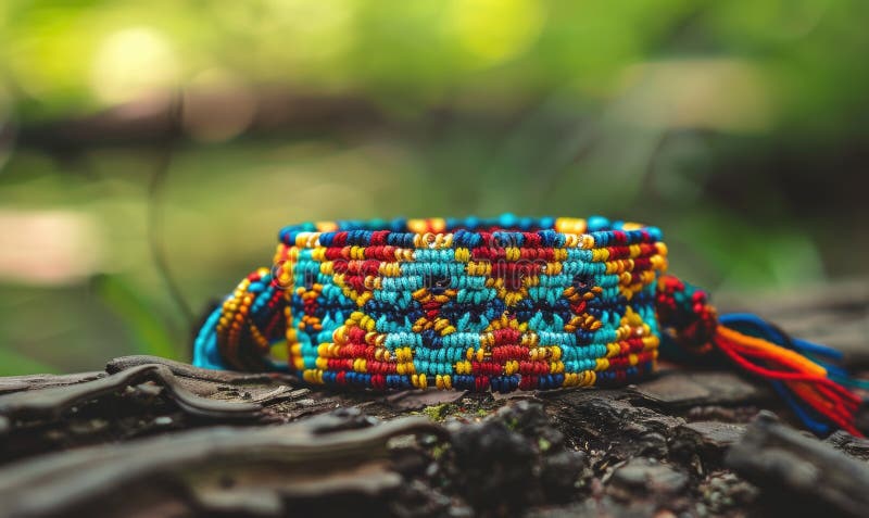 A Beaded Friendship Bracelet with Intricate Knotting Patterns Stock ...