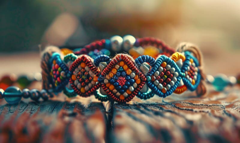 A Beaded Friendship Bracelet with Intricate Knotting Patterns Stock ...