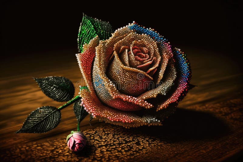 Beaded Rose on the Table. Generative AI Stock Illustration ...