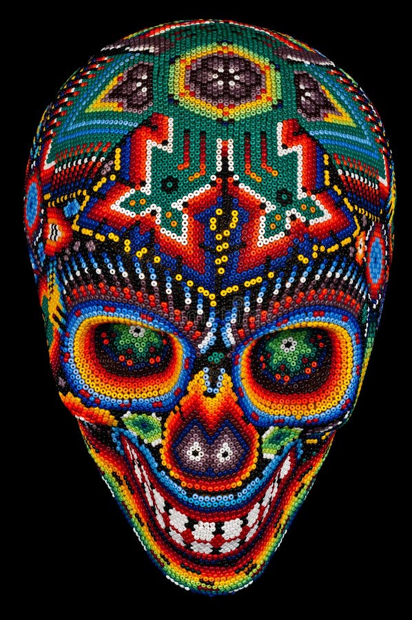 Beaded Skull Isolated on Black Stock Image - Image of dead, mexico ...