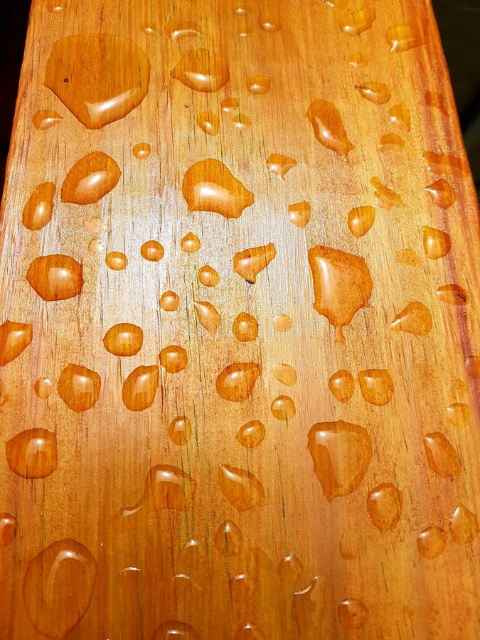 Beading Effect of Rainwater on a Properly Sealed Wood Stock Photo ...