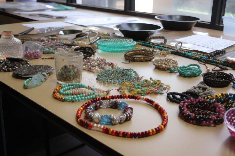 Beading Workshop, with a Variety of Beads and String for Participants ...