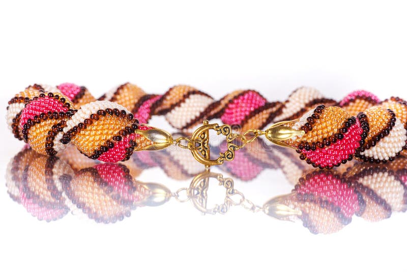 Beads, Beadworks on a Colored, Accessories Stock Image - Image of craft ...