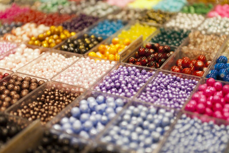 Beads in boxes stock image. Image of market, handicraft - 24035073