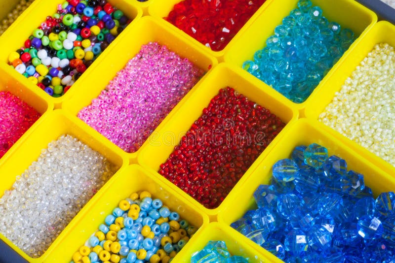 Beads in boxes stock image. Image of crafts, handicraft - 15800771