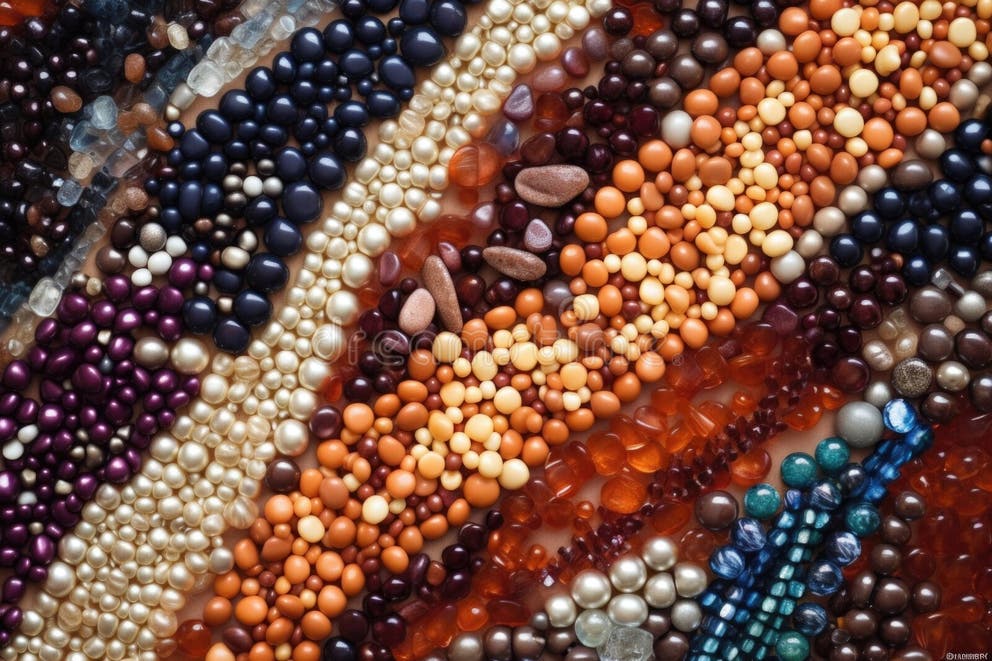 Beads of Different Textures on Leather Surface Stock Photo - Image of ...
