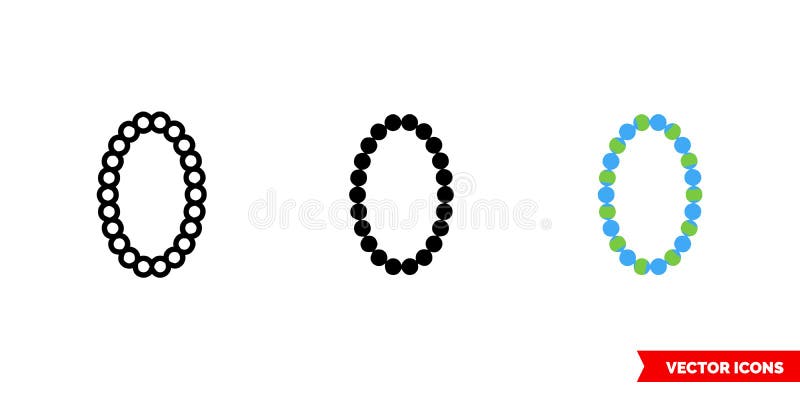 Beads Icon of 3 Types Color, Black and White, Outline. Isolated Vector ...