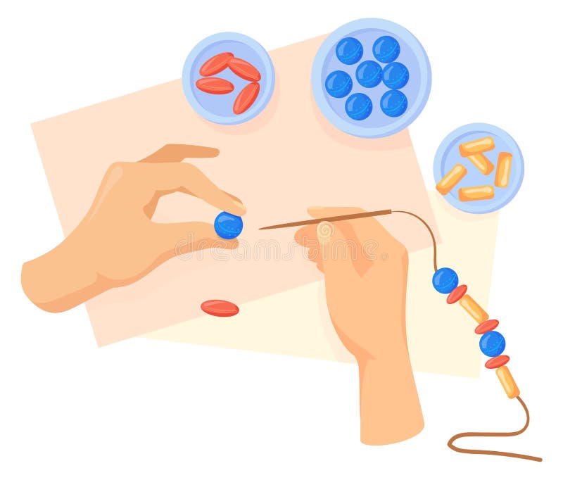 Beads Making Hand Craft. Creative Hobby Icon Stock Vector ...