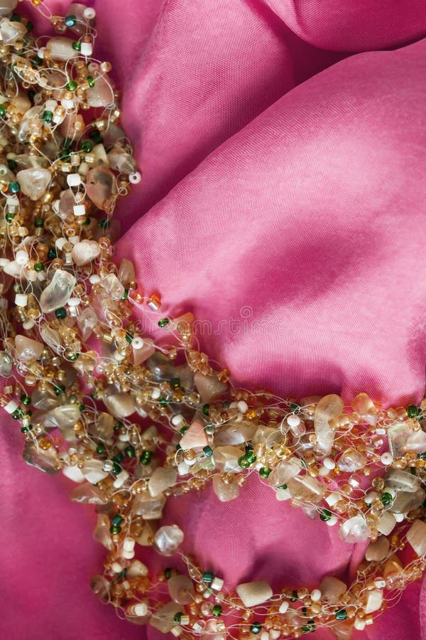 Beads on silk stock photo. Image of abstract, clothing - 60196714