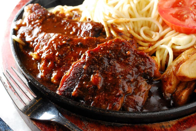 Beaf steaks slice stock image. Image of spaghetti, pepper - 27472895