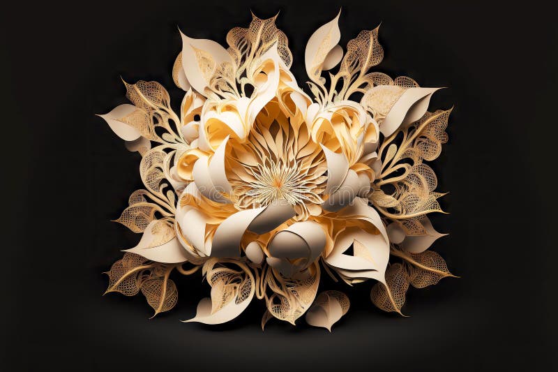 Beaful Openwork 3d Rendering Paper Flowers Made in Origami Technique ...