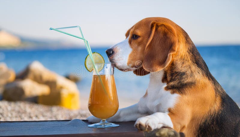 Beagle and cocktail stock illustration. Illustration of eating - 334320685