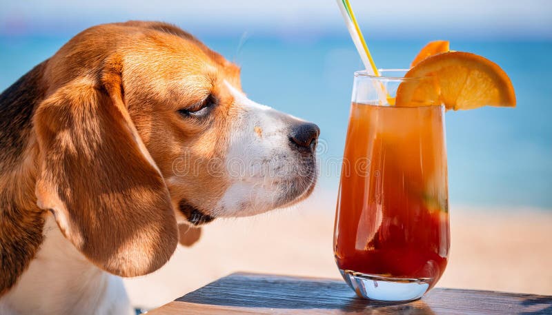 Beagle and cocktail stock illustration. Illustration of drinking ...