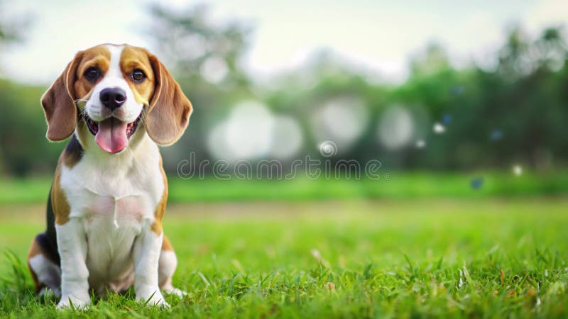 Beagle Dog with Expression Sticking Out His Tongue and Sitting on the ...