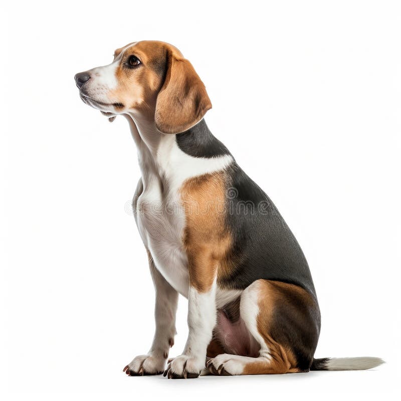 Beagle Dog Sitting Side View with White BackgroundÂ generated by AI ...