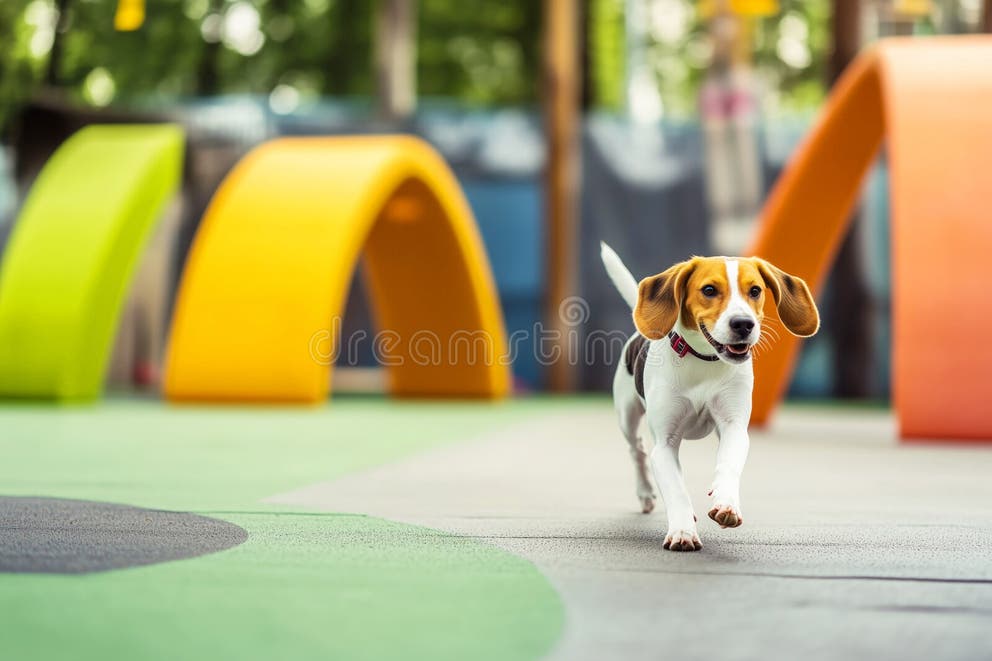 Beagle Dog Sprints through an Agility Course, Showcasing Speed, Skill ...