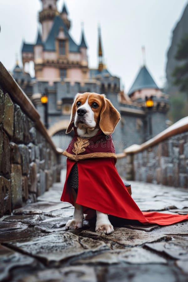 Beagle Dressed As a Medieval Knight Parading Down a Stone Catwalk with ...