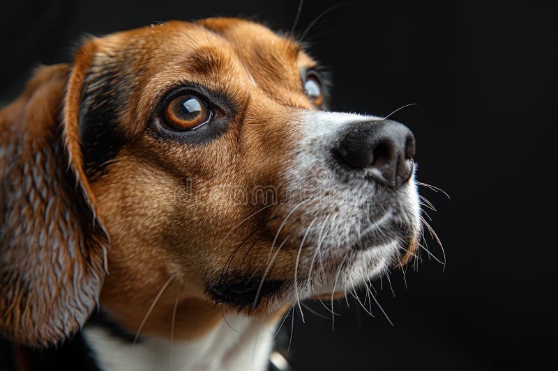 Beagle Headshot Looking Up with Collar on Transparent Backgro Stock ...