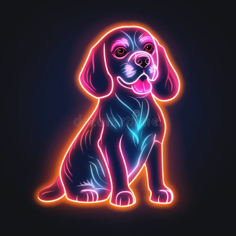 Beagle. Neon Outline Icon with a Light Effect Stock Illustration ...