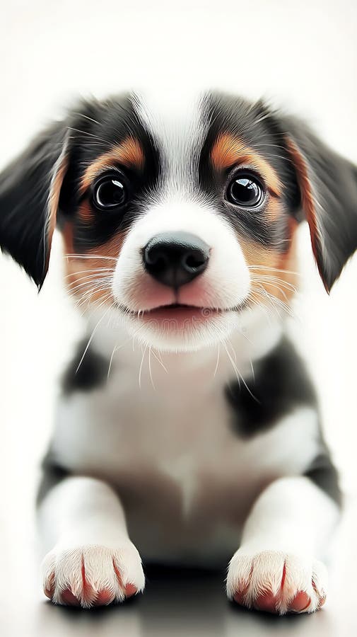 A Beagle Puppy Portrait, Small and Dark, a Charming Canine Face Stock ...