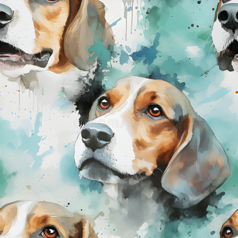Beagle Watercolor Dog Pattern. AI Generated Stock Illustration ...