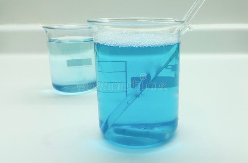 Beaker with blue bath gel stock image. Image of closeup - 111980097