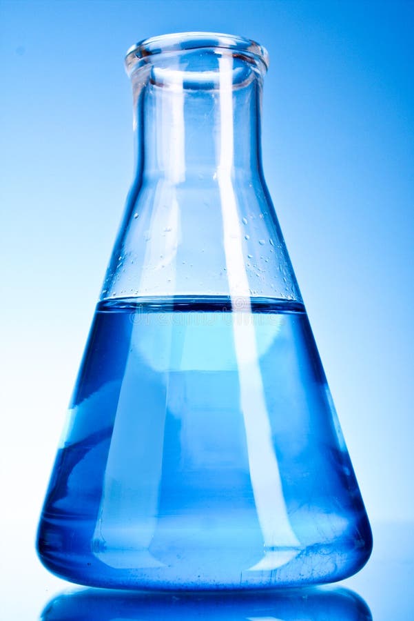 Beaker with blue liquid stock photo. Image of clean, research - 17960908