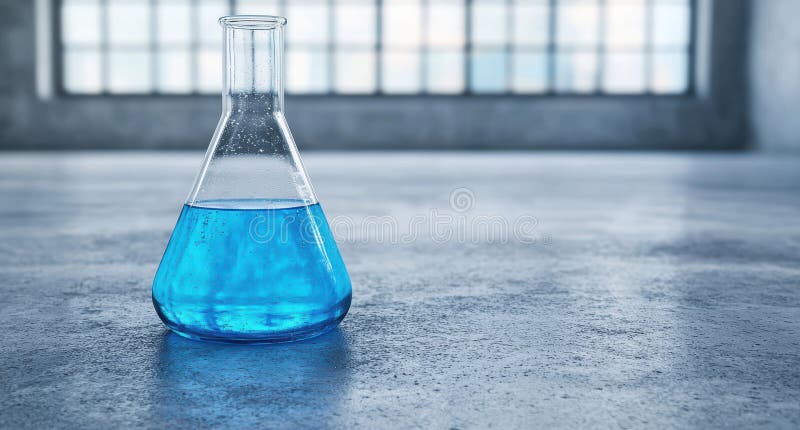 Beaker with Blue Liquid in Laboratory Setting Stock Illustration ...