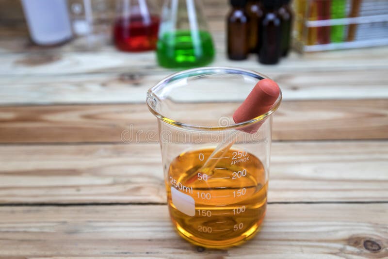 Beaker and Bottle. Several Chemical Solution in Flask Stock Photo ...