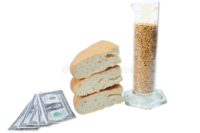 Beaker, bread, money stock image. Image of mature, grain - 7230425