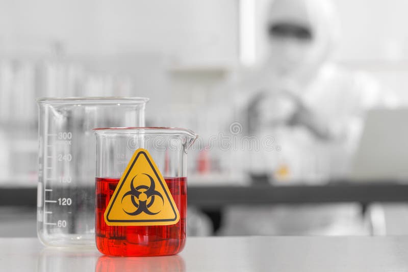 Dangerous lab Chemicals. stock photo. Image of glove - 19101828