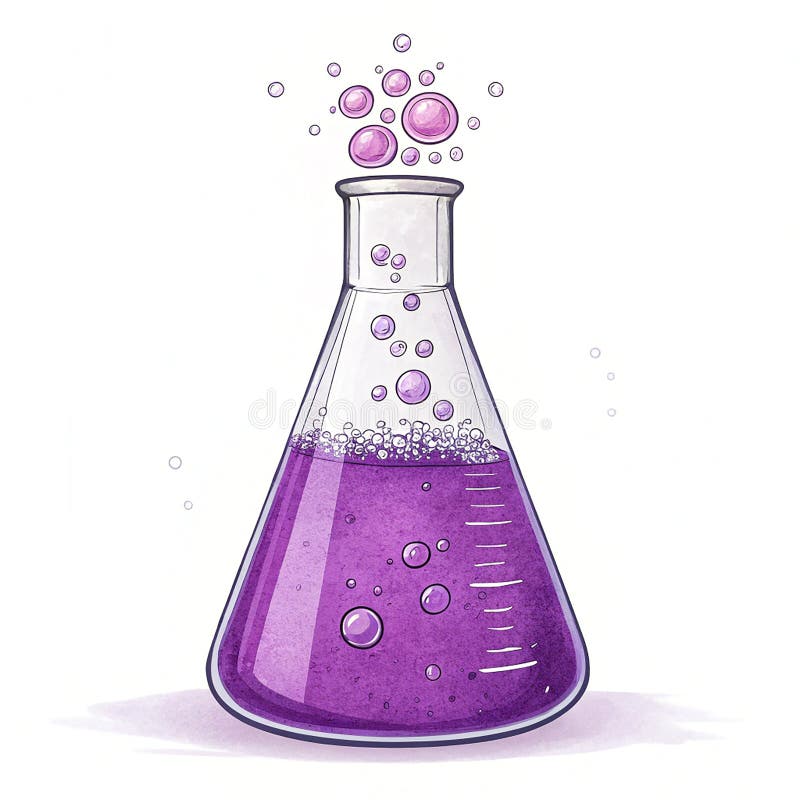 Beaker Filled with Bubbling Purple Liquid Stock Illustration ...