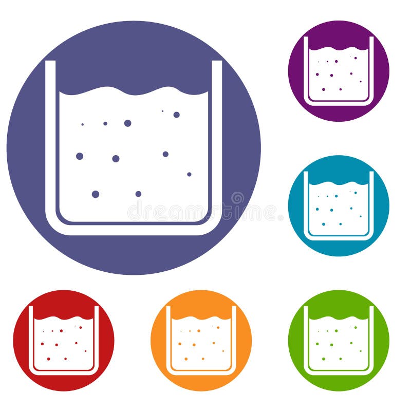 Beaker Filled with Liquid Icons Set Stock Vector - Illustration of ...