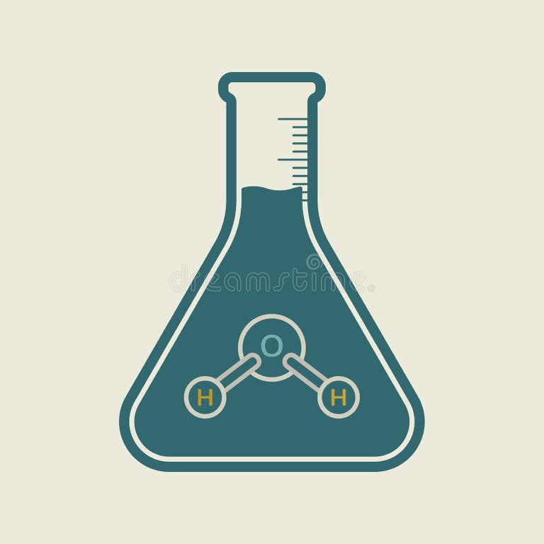 Beaker Icon with water stock vector. Illustration of medicine - 113915973