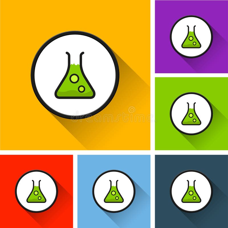 Beaker Icons with Long Shadow Stock Vector - Illustration of experiment ...