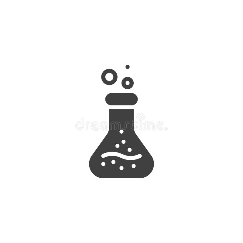 Beaker with a Liquid and Bubbles Vector Icon Stock Illustration ...