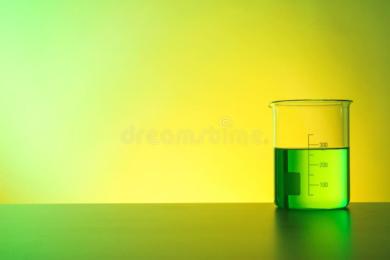 Beaker with Yellow Liquid Isolated Stock Image - Image of biotech ...