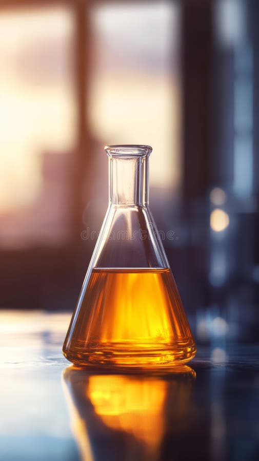 Beaker with Orange Liquid in Laboratory Setting, Scientific Research ...