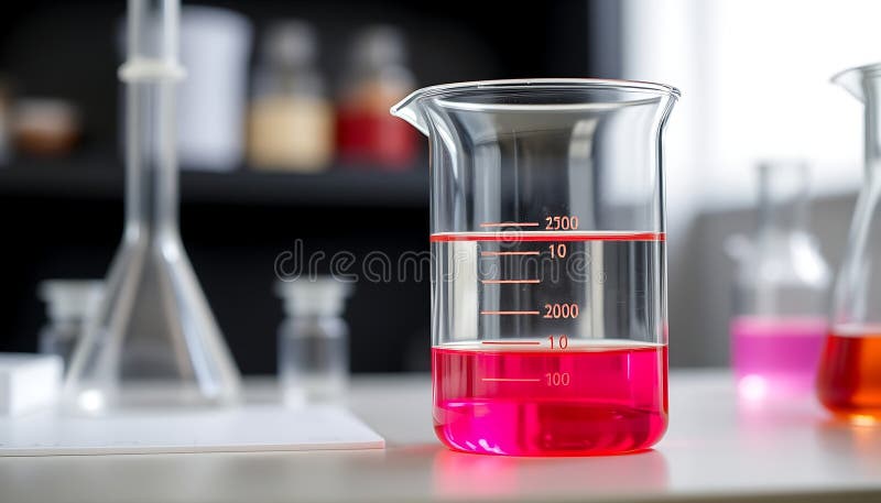 Beaker with Pink Liquid, Chemistry Lab Equipment and Scientific ...
