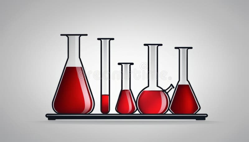 A Beaker with Red Liquid in it Stock Illustration - Illustration of ...